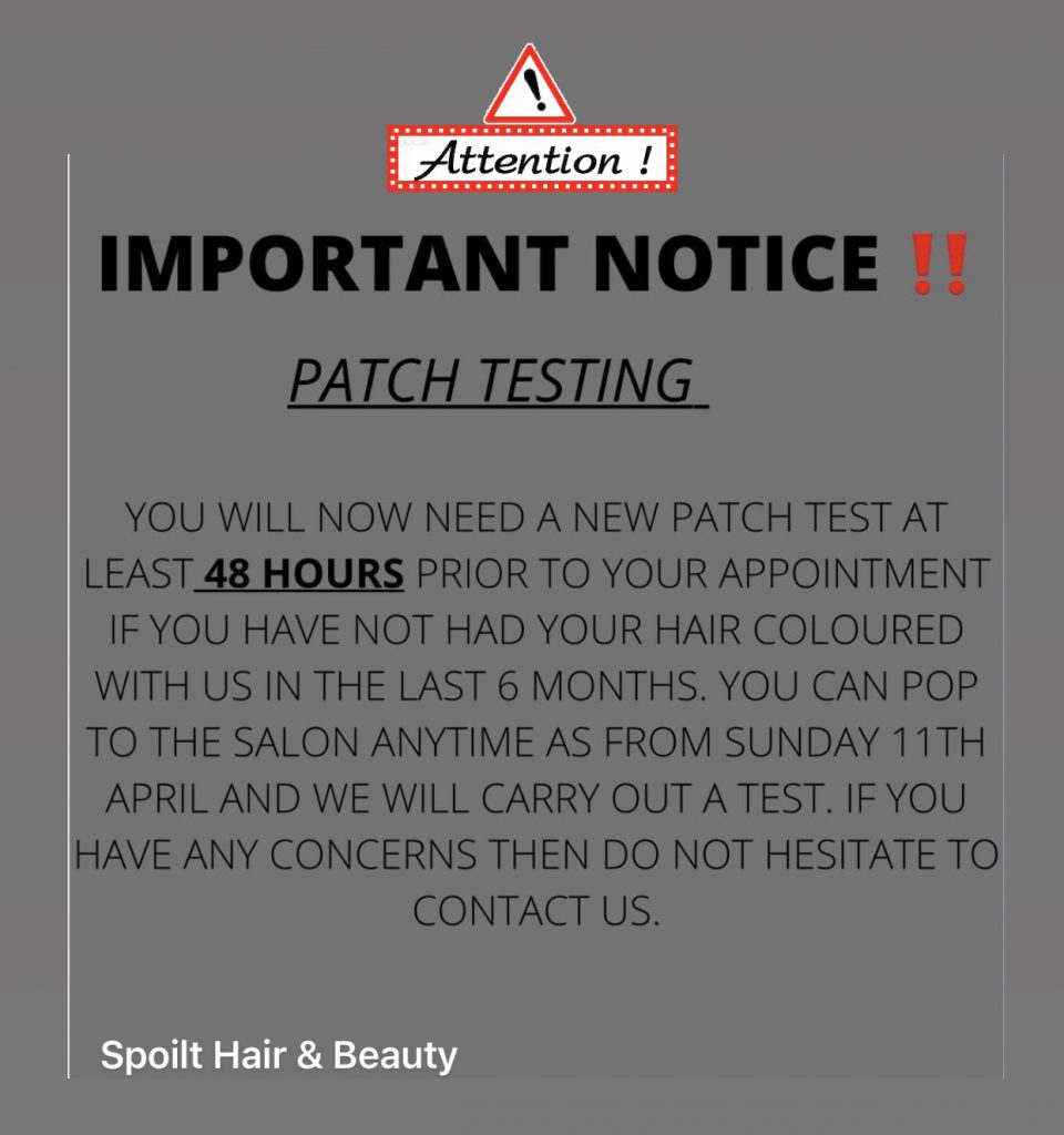 Hair Patch Test – Spoilt Hair & Beauty
